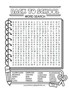 Free Printable Back to School Word Search Puzzles for Kids - Cute ...