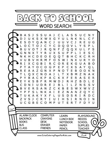Free Printable Back to School Word Search Puzzles for Kids - Cute ...
