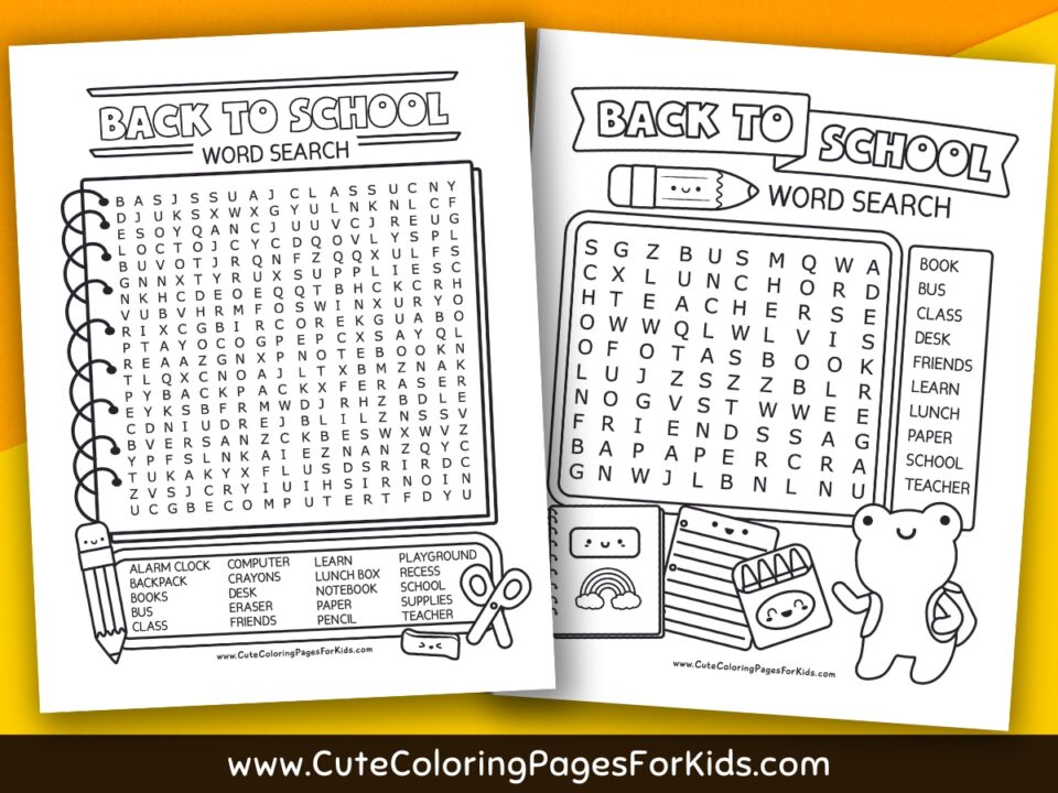Free Printable Back to School Word Search Puzzles for Kids - Cute ...