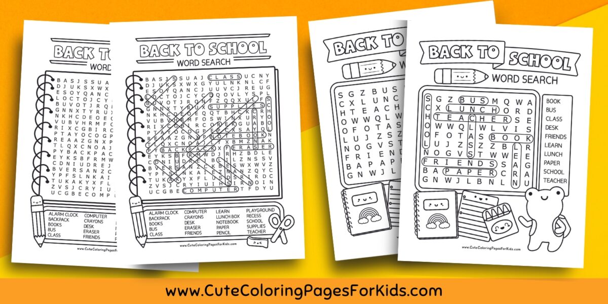 Free Printable Back to School Word Search Puzzles for Kids - Cute ...