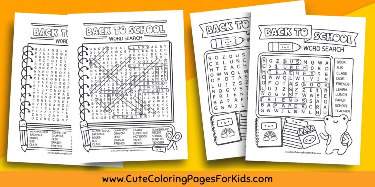 Free Printable Back to School Word Search Puzzles for Kids - Cute ...