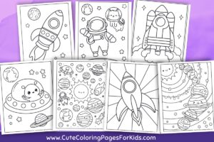7 space coloring pages (free printable PDF) - Coloring Feel