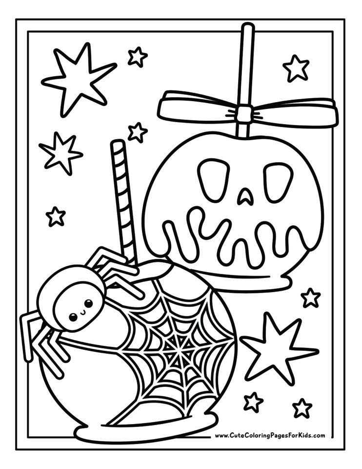 Halloween Candy and Treats Coloring Pages (Free Printable) - Cute ...