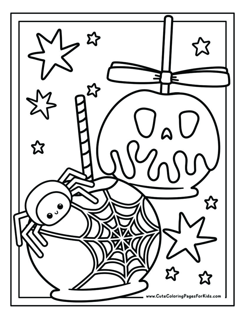 Halloween Candy and Treats Coloring Pages (Free Printable) - Cute ...