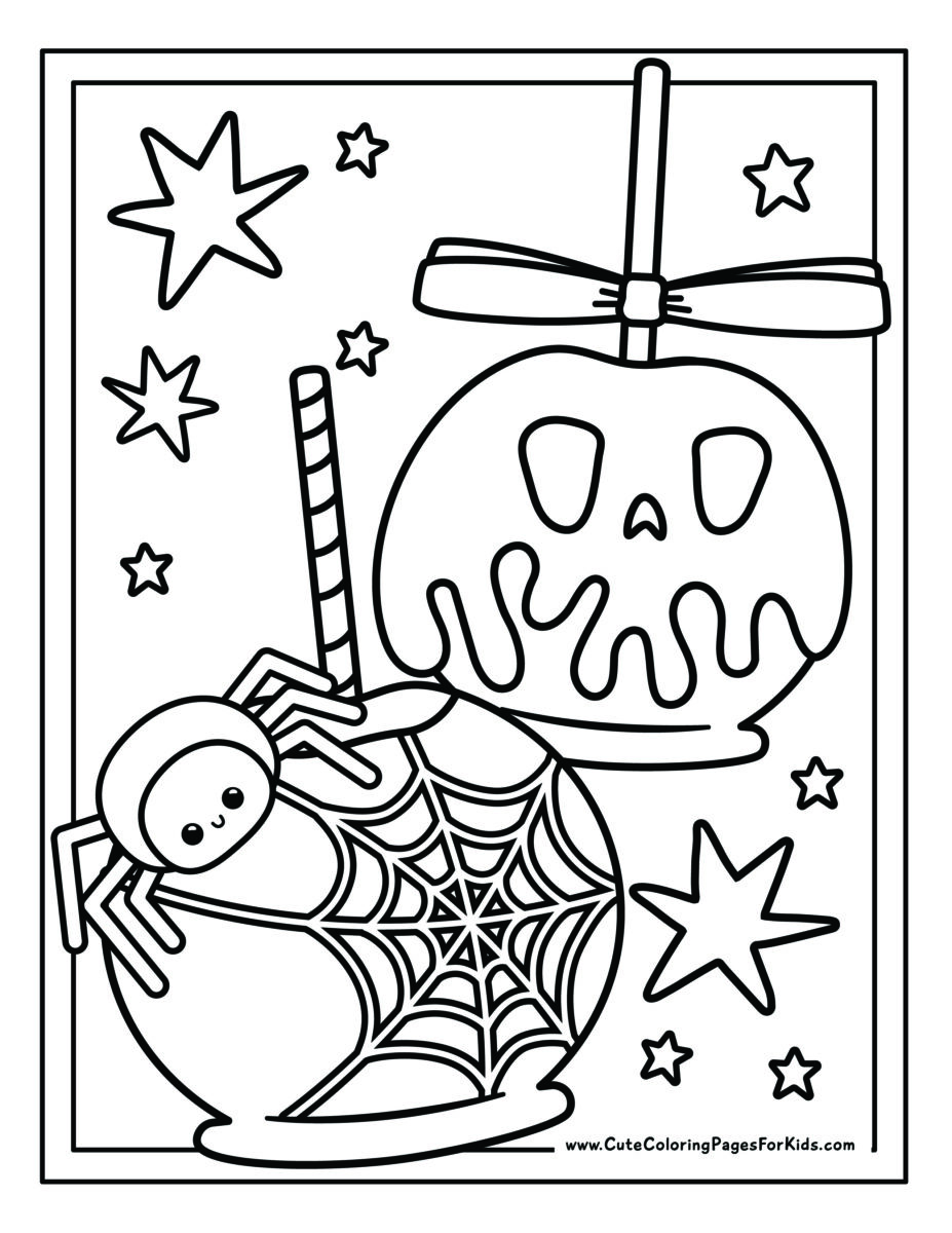 Halloween Candy and Treats Coloring Pages (Free Printable) - Cute ...