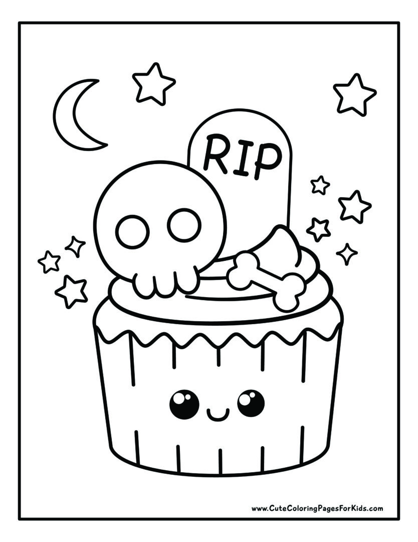 Halloween Candy and Treats Coloring Pages (Free Printable) - Cute ...