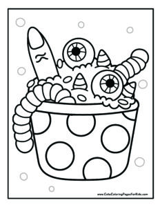 Halloween Candy and Treats Coloring Pages (Free Printable) - Cute ...