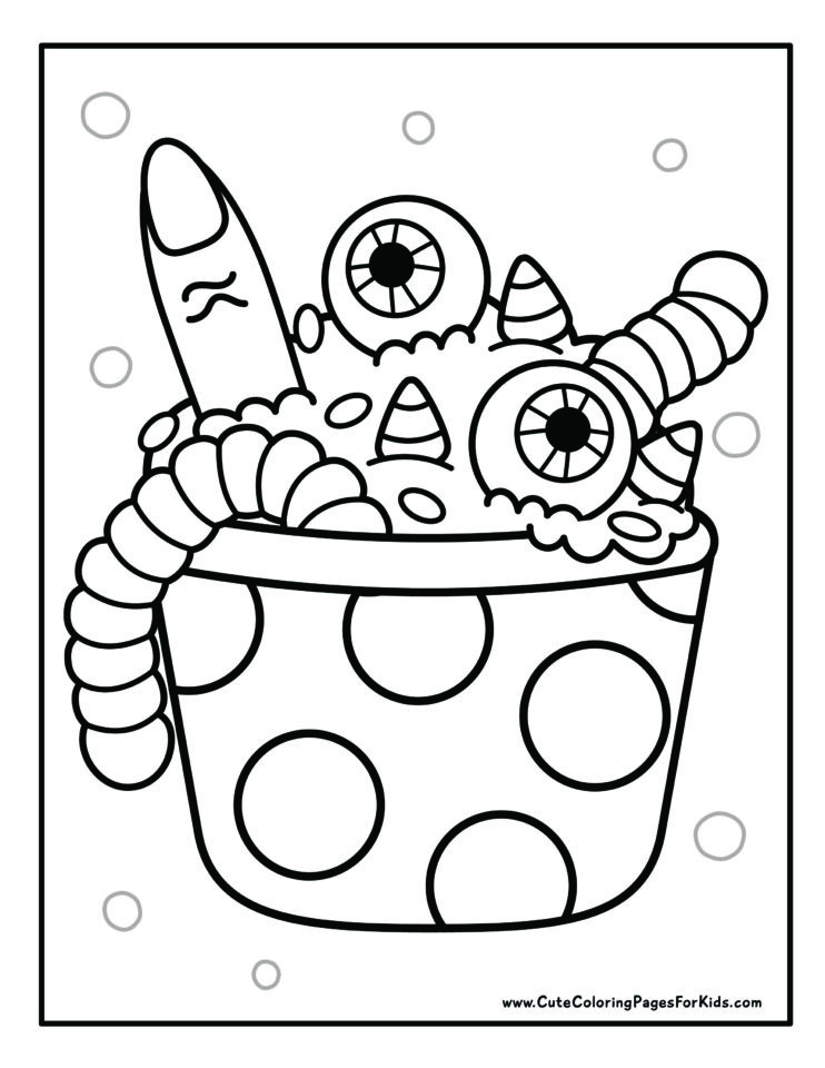 Halloween Candy and Treats Coloring Pages (Free Printable) - Cute ...