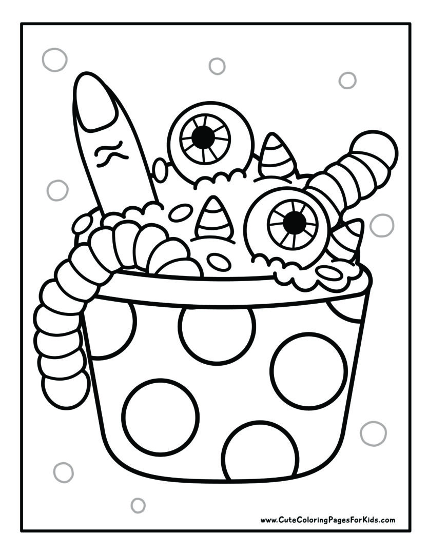 Halloween Candy and Treats Coloring Pages (Free Printable) - Cute ...