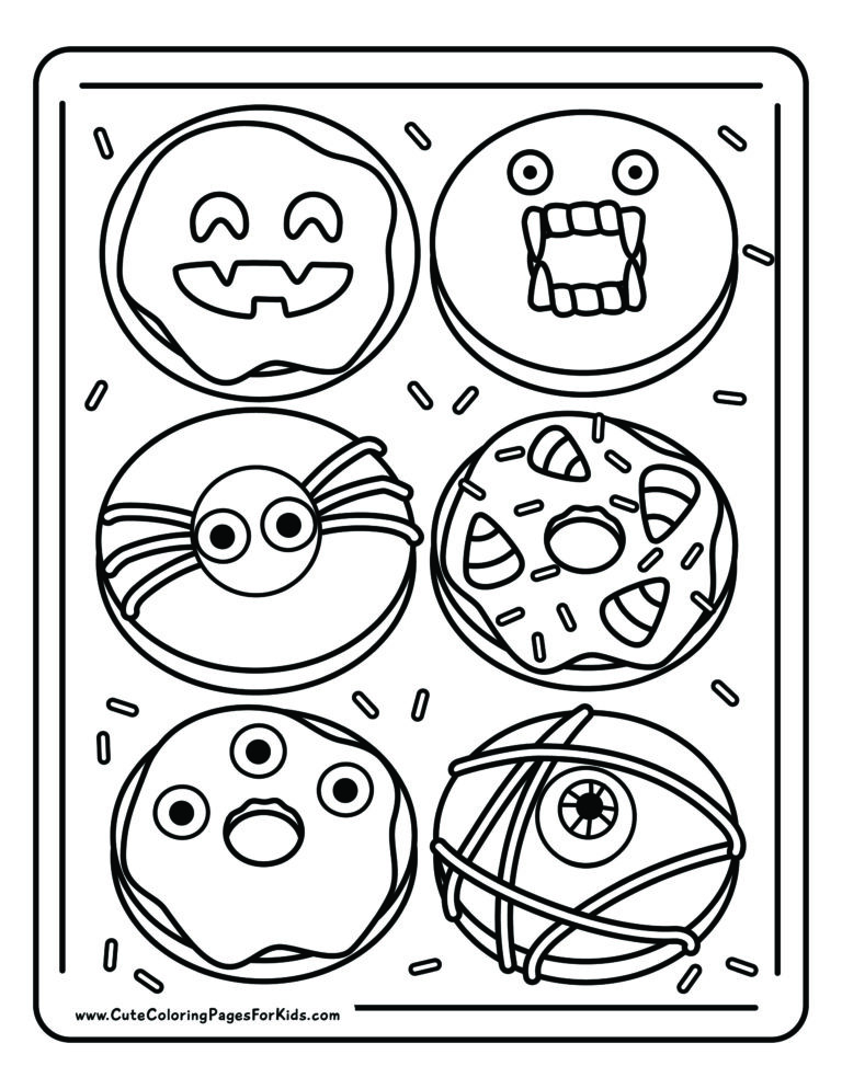 Halloween Candy and Treats Coloring Pages (Free Printable) - Cute ...