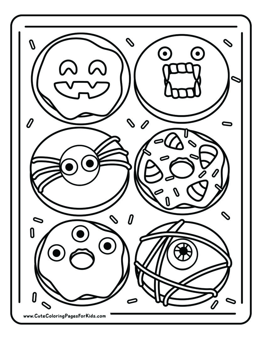 Halloween Candy and Treats Coloring Pages (Free Printable) - Cute ...