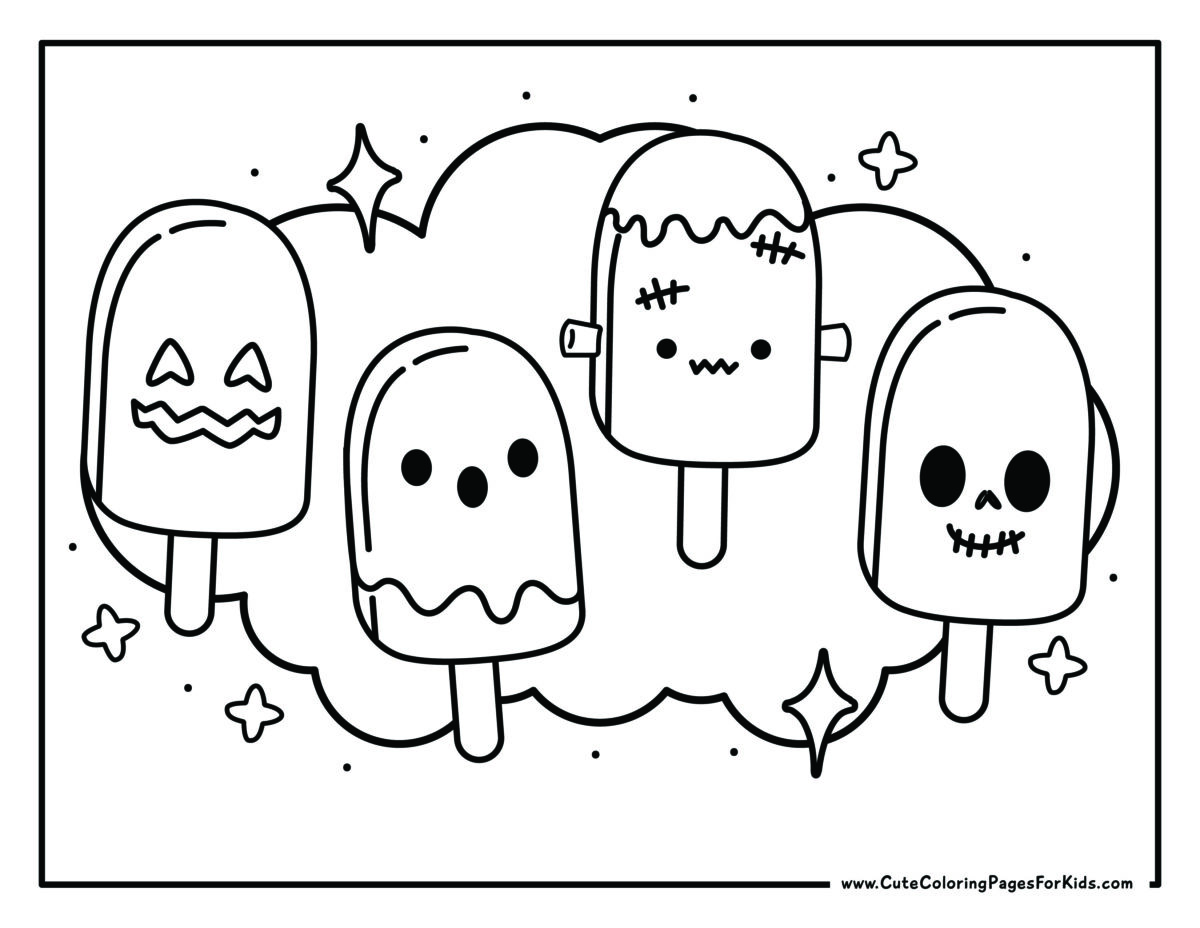 Halloween Candy and Treats Coloring Pages (Free Printable) - Cute ...