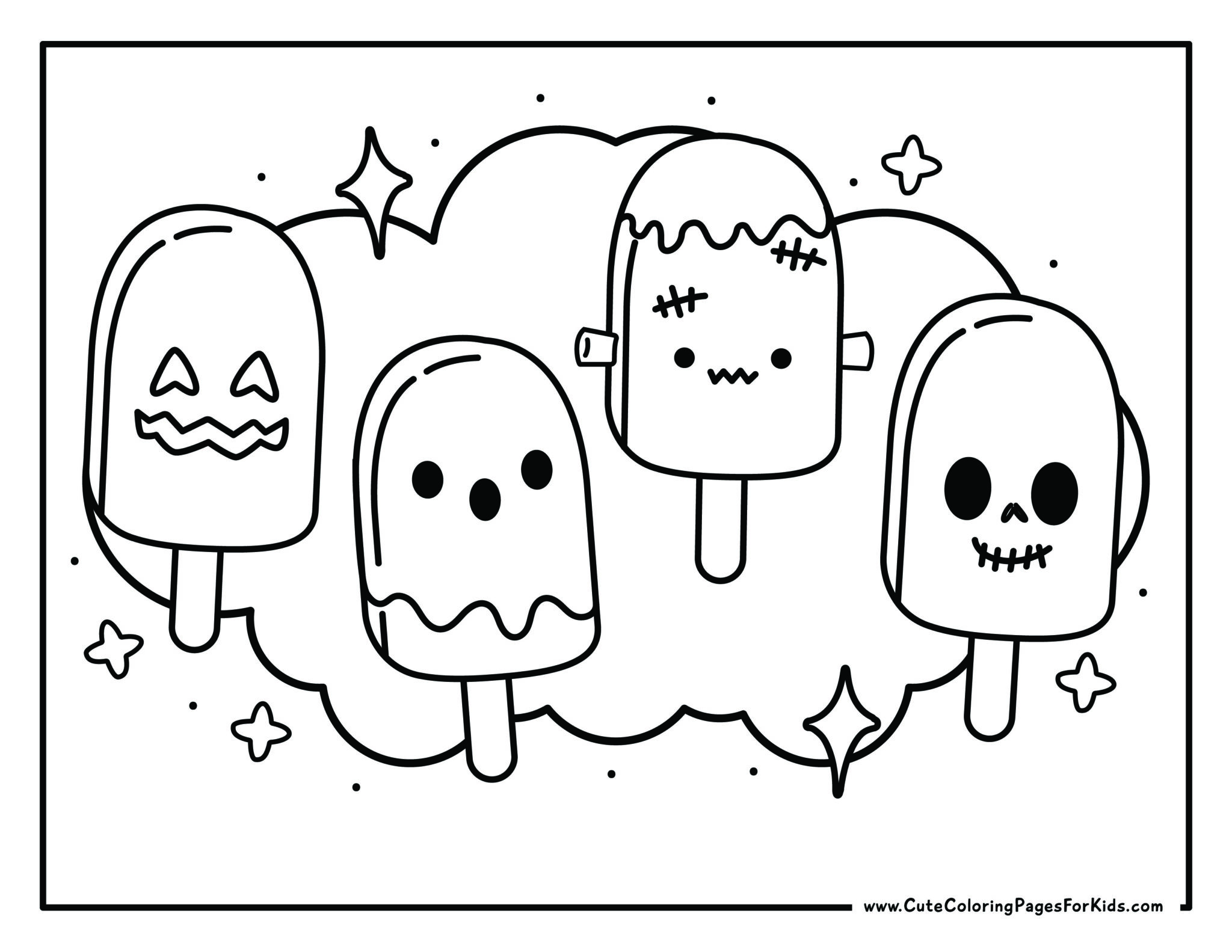 Halloween Candy and Treats Coloring Pages (Free Printable) - Cute ...
