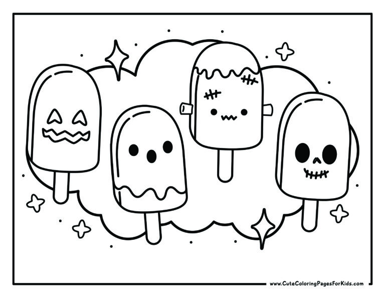 Halloween Candy and Treats Coloring Pages (Free Printable) - Cute ...