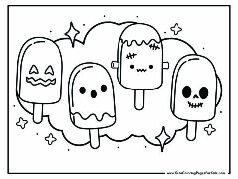 Halloween Candy and Treats Coloring Pages (Free Printable) - Cute ...