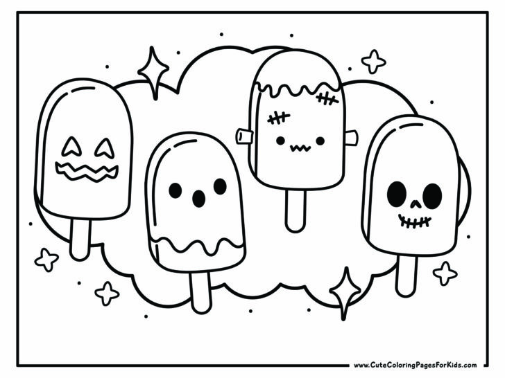 Halloween Candy and Treats Coloring Pages (Free Printable) - Cute ...