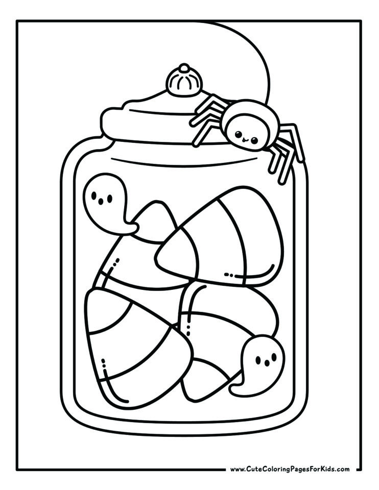 Halloween Candy and Treats Coloring Pages (Free Printable) - Cute ...