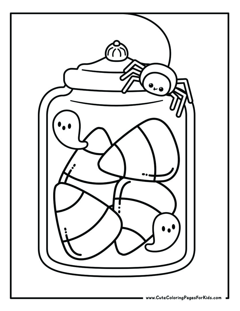 Halloween Candy and Treats Coloring Pages (Free Printable) - Cute ...
