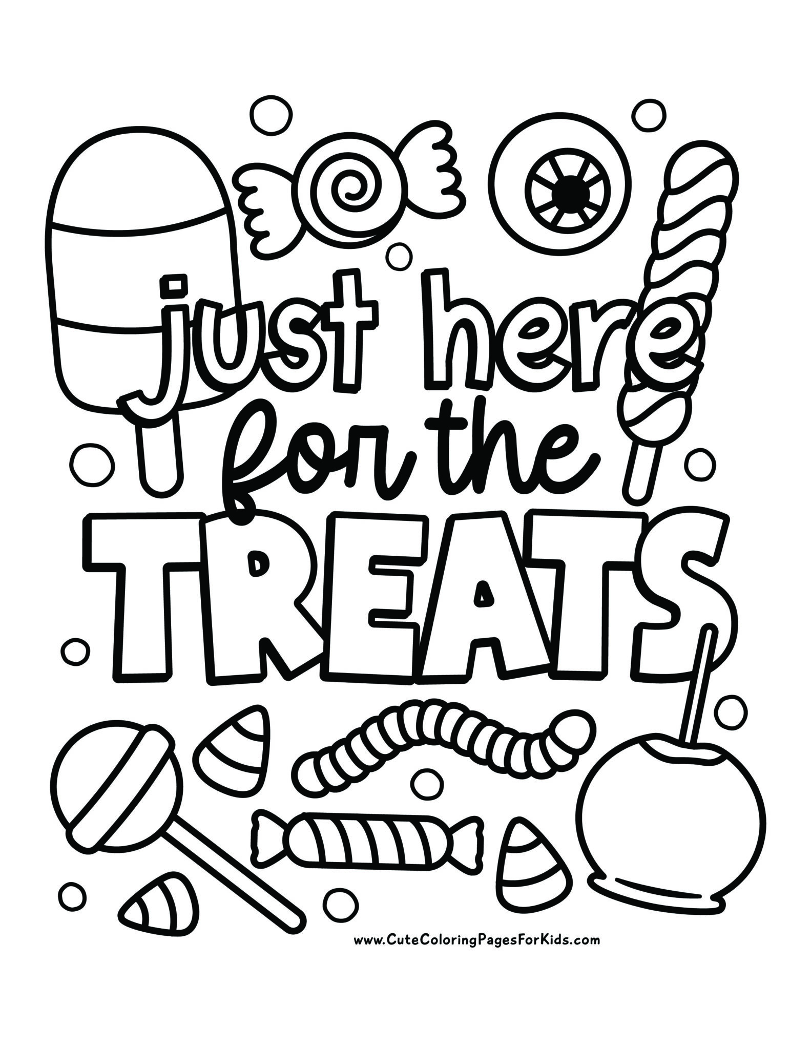 Halloween Candy and Treats Coloring Pages (Free Printable) - Cute ...