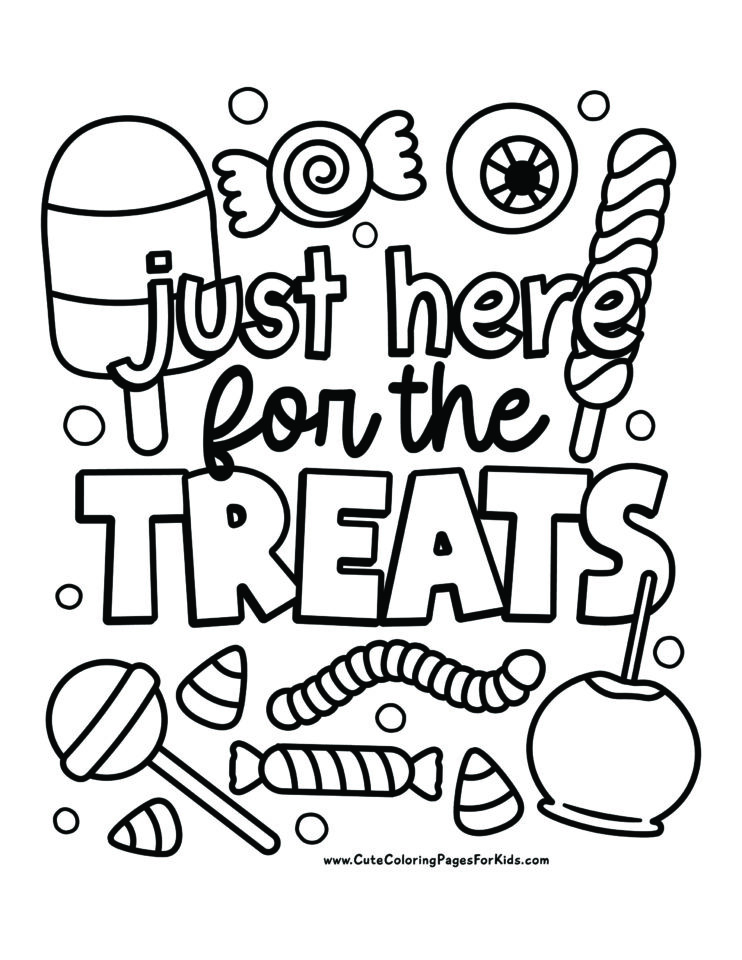 Halloween Candy and Treats Coloring Pages (Free Printable) - Cute ...