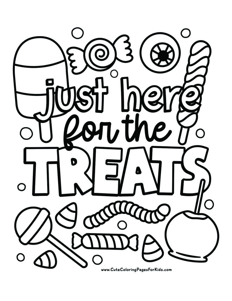 Halloween Candy and Treats Coloring Pages (Free Printable) - Cute ...