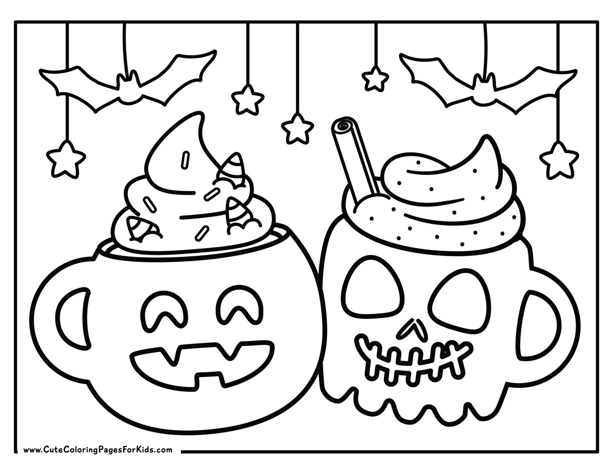 Halloween Candy and Treats Coloring Pages (Free Printable) - Cute ...