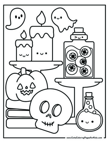 18 Cute Halloween Coloring Pages (Free Printable PDFs) - Cute Coloring ...