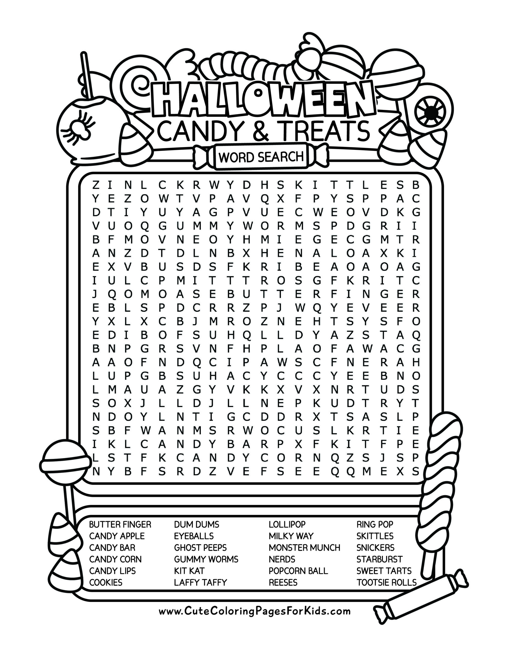 Halloween Word Search Printables - Cute Coloring Pages For Kids