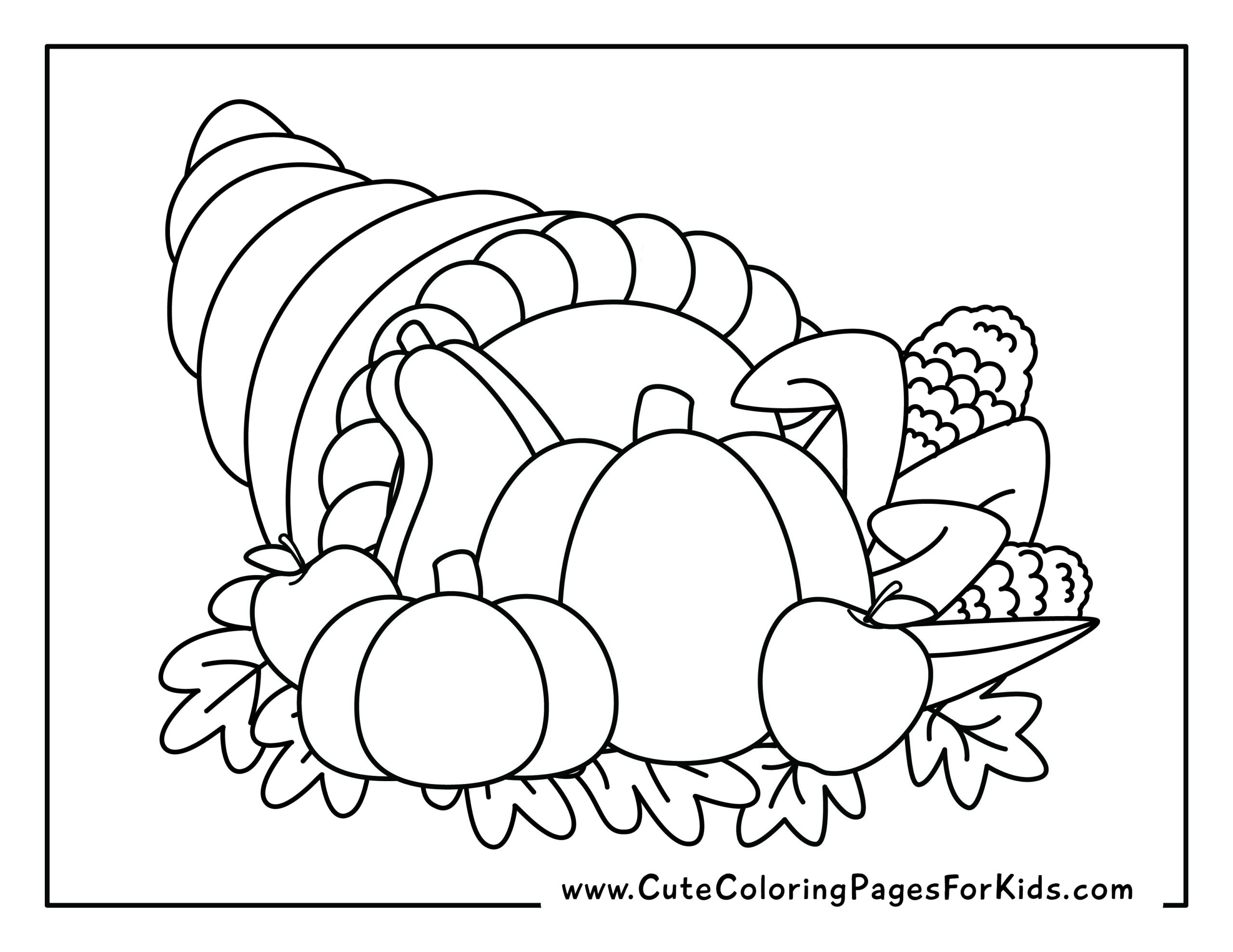 10 Thanksgiving Coloring Pages (Free Printable PDFs) - Cute Coloring ...