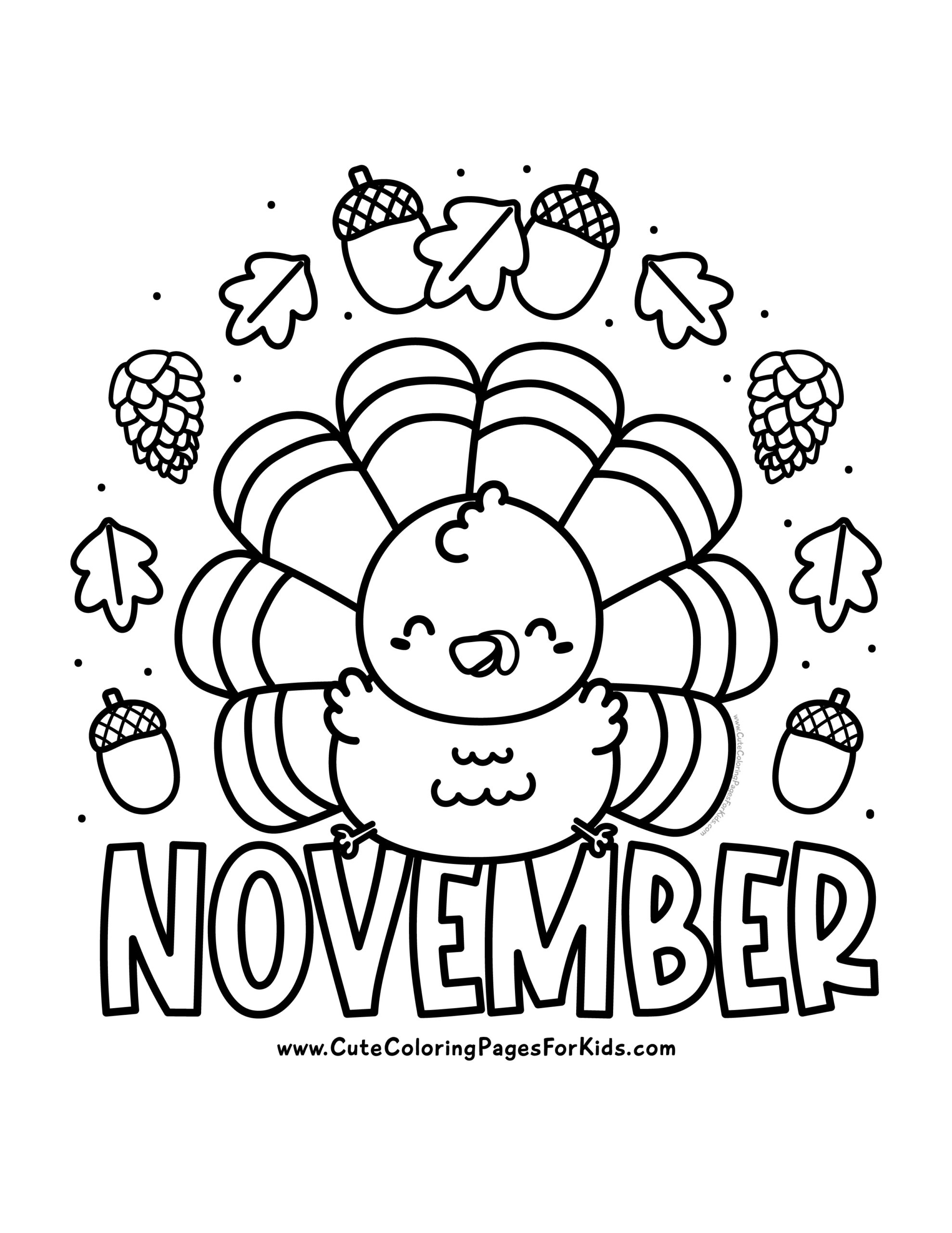 November Coloring Pages: 9 Free Printables for Kids - Cute Coloring ...