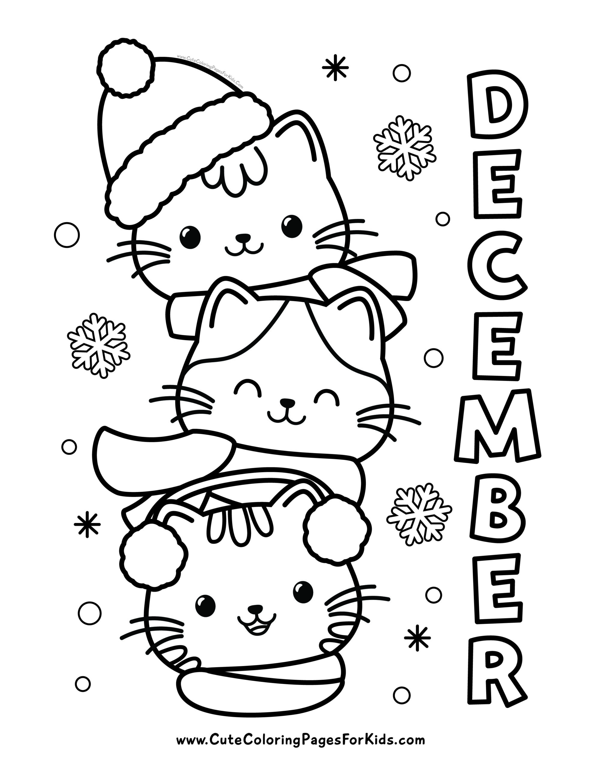 December Coloring Pages: 4 Free Printable Coloring Sheets - Cute ...