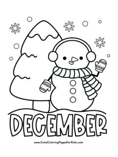 December Coloring Pages: 4 Free Printable Coloring Sheets - Cute ...