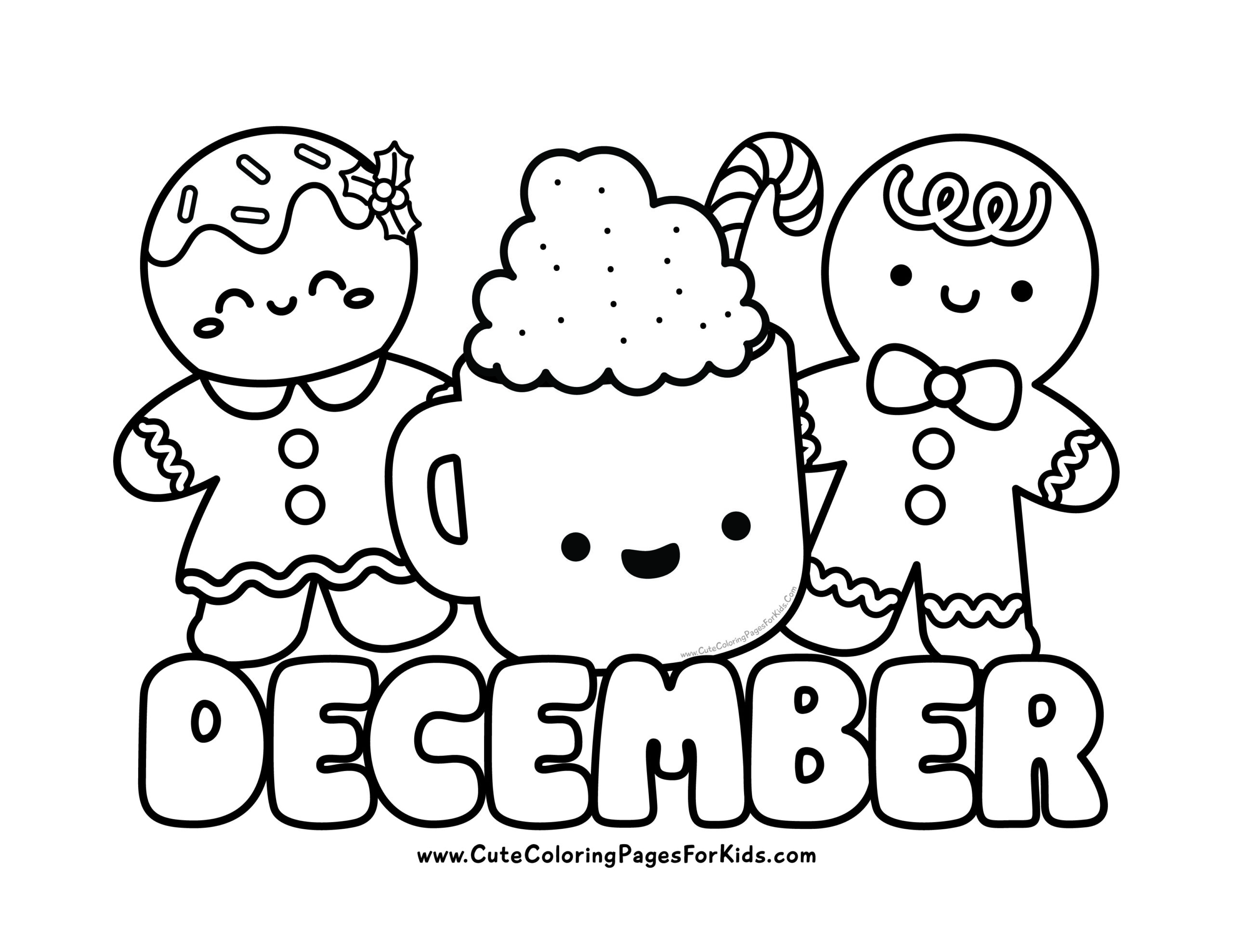 December Coloring Pages: 4 Free Printable Coloring Sheets - Cute ...