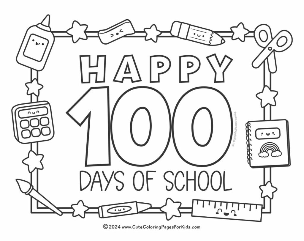 100th Day of School Coloring Pages (Free Printable PDFs) - Cute ...