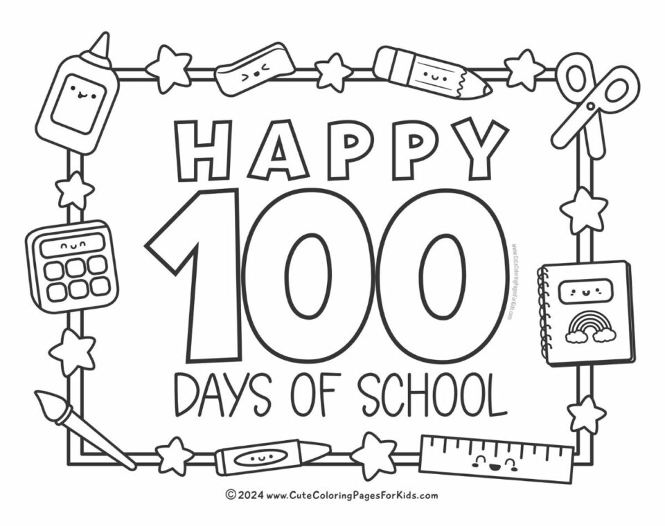 100th Day of School Coloring Pages (Free Printable PDFs) - Cute ...