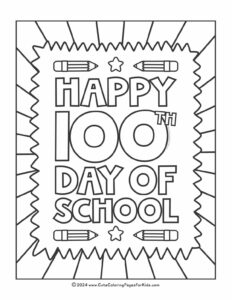 100th Day of School Coloring Pages (Free Printable PDFs) - Cute ...