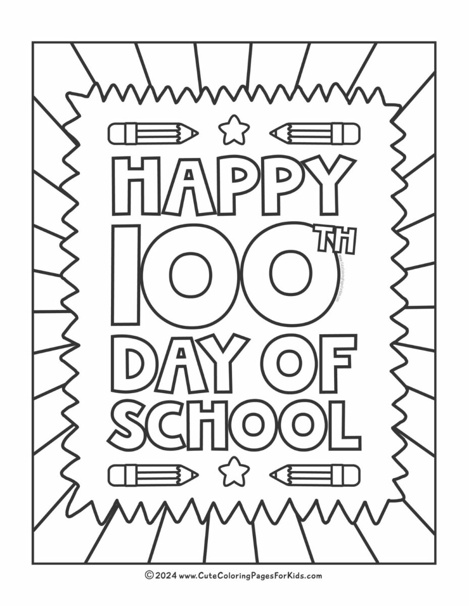 100th Day of School Coloring Pages (Free Printable PDFs) - Cute ...