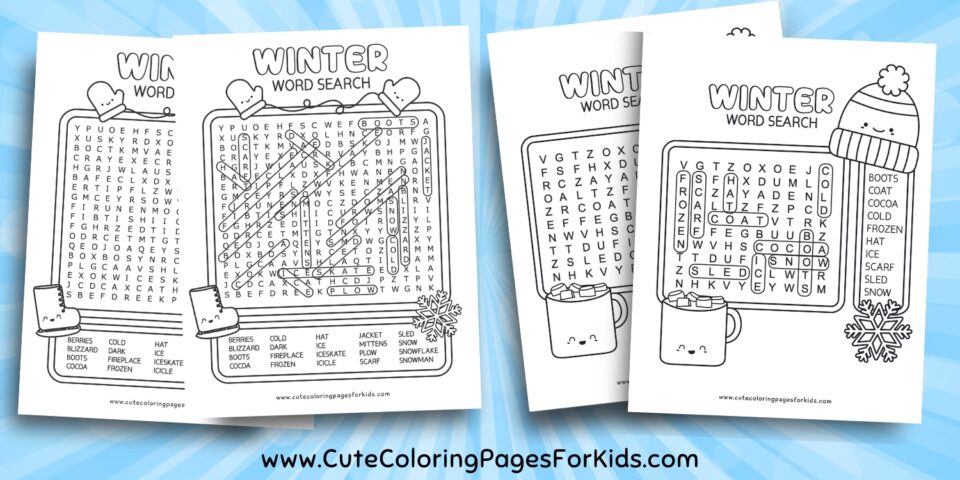 Winter Word Search: Free Printable Activity for Kids - Cute Coloring ...