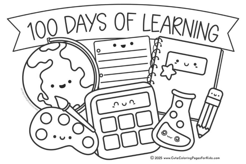 100th Day of School Coloring Pages (Free Printable PDFs) - Cute ...