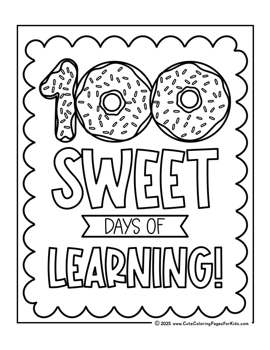 100th Day of School Coloring Pages (Free Printable PDFs) - Cute ...