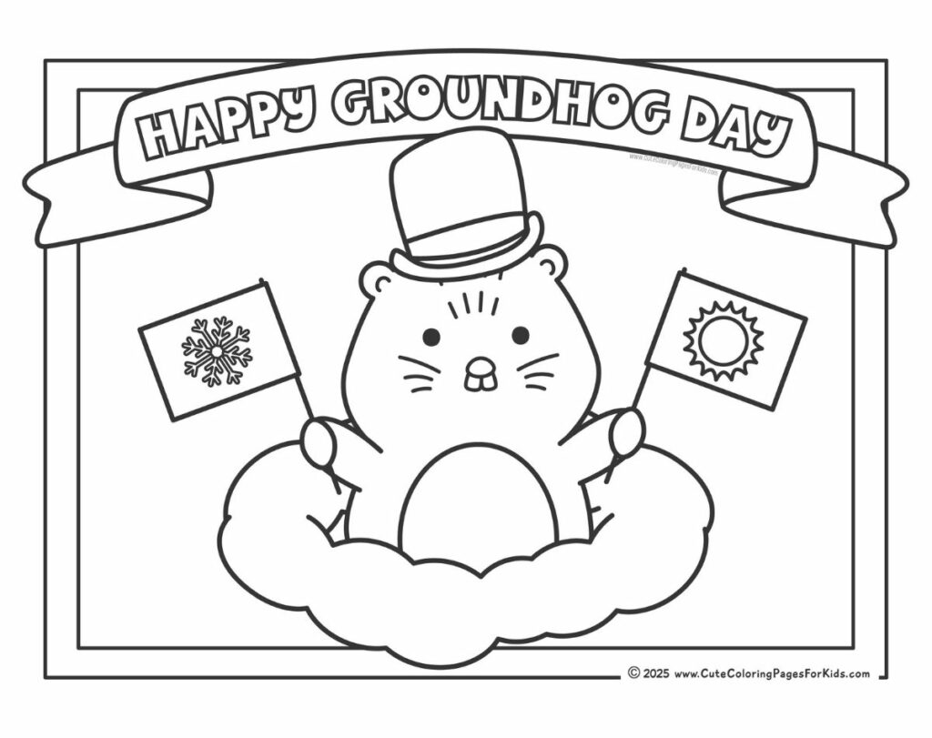 Groundhog Day Coloring Pages (Free Printable PDFs) - Cute Coloring ...