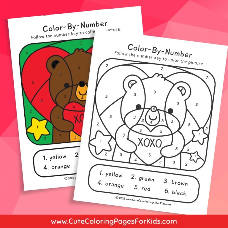 Valentine's Day Color By Number - Cute Coloring Pages For Kids