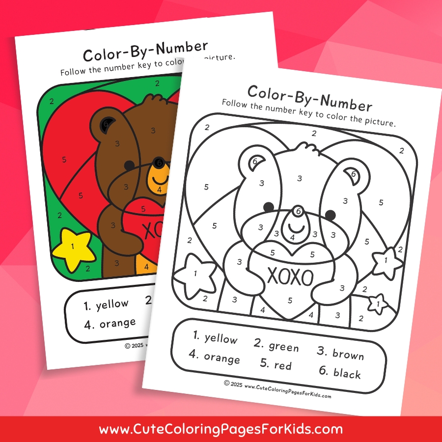 Valentine's Day Color By Number - Cute Coloring Pages For Kids