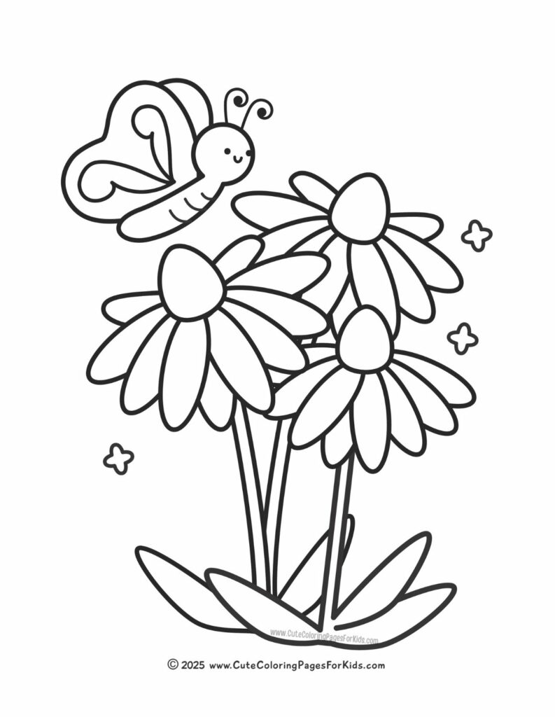 Flower Coloring Page (Free Printable PDF) - Coloring Feel