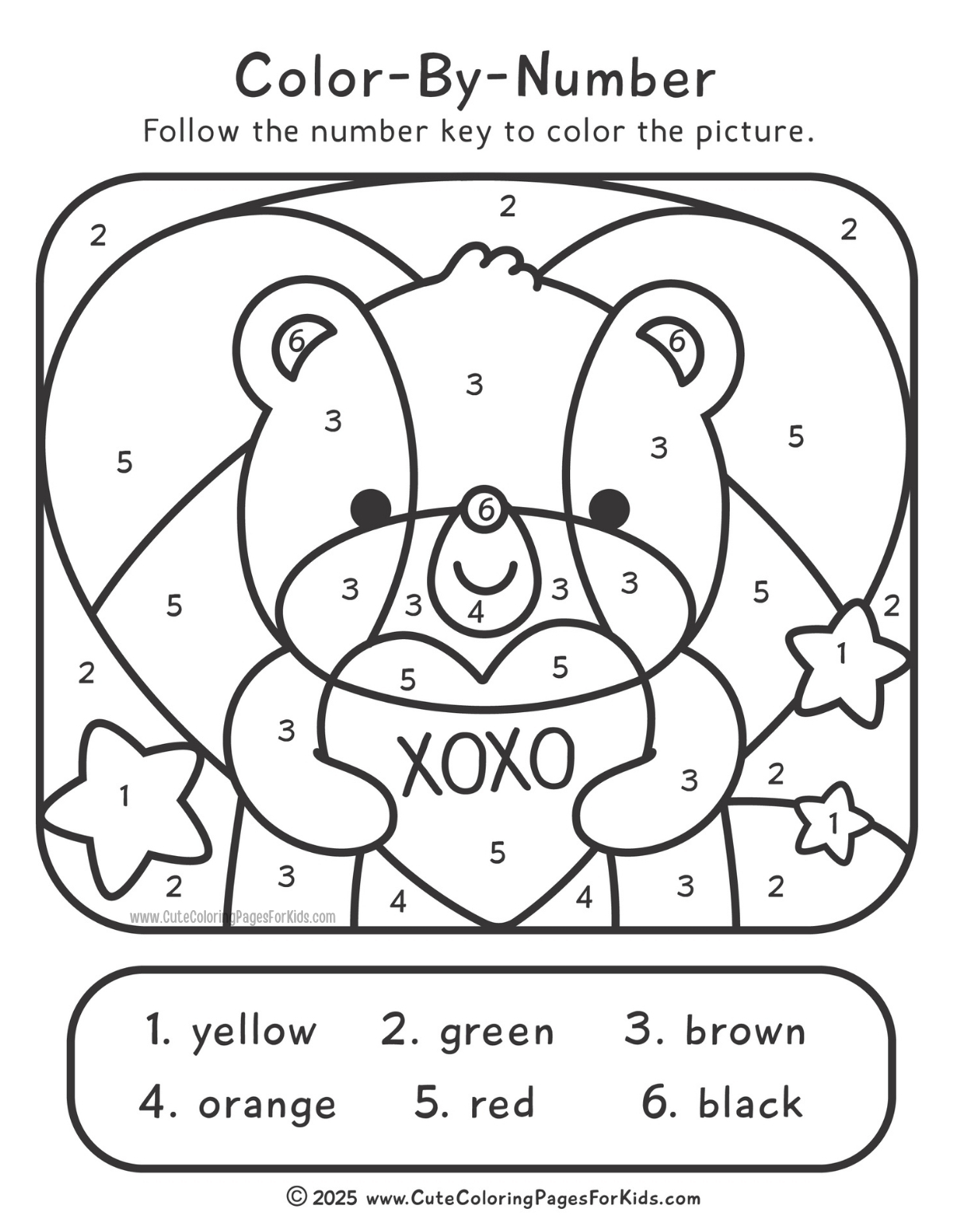 Valentine's Day Color By Number - Cute Coloring Pages For Kids