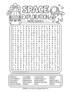Free Printable Space Word Search for Kids - Cute Coloring Pages For Kids