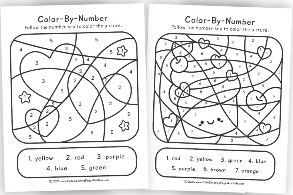 Valentine's Day Color By Number - Cute Coloring Pages For Kids