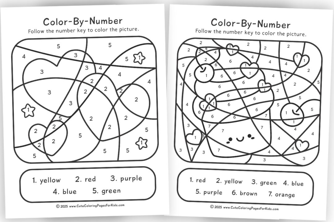 Valentine's Day Color By Number - Cute Coloring Pages For Kids