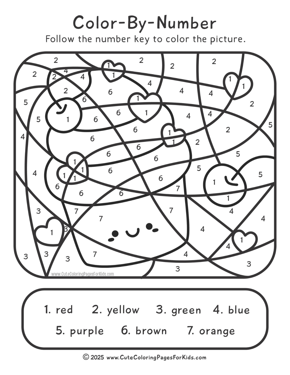 Valentine's Day Color By Number - Cute Coloring Pages For Kids