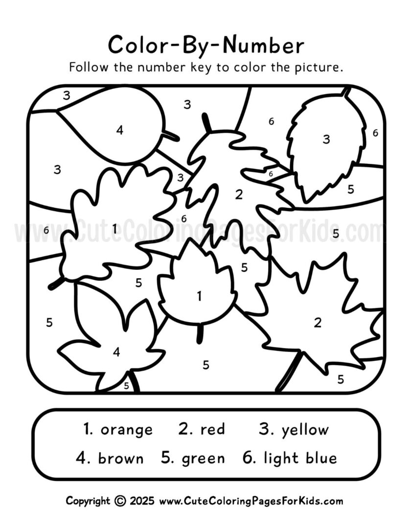 Fall Color-By-Number Printables for Kids - Cute Coloring Pages For Kids